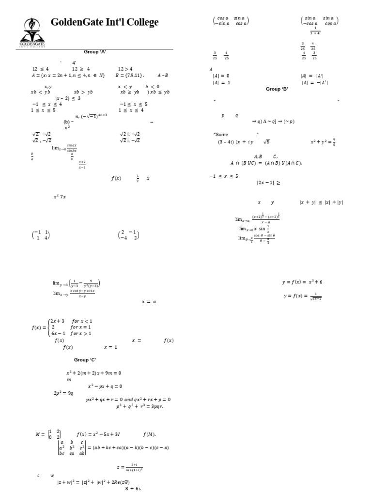Maths-XI_Project_work_I report | PDF | Algebra | Mathematics