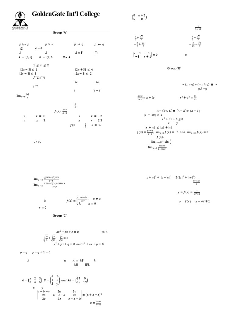 Maths-XI Project Work IV | PDF | Functions And Mappings | Abstract Algebra