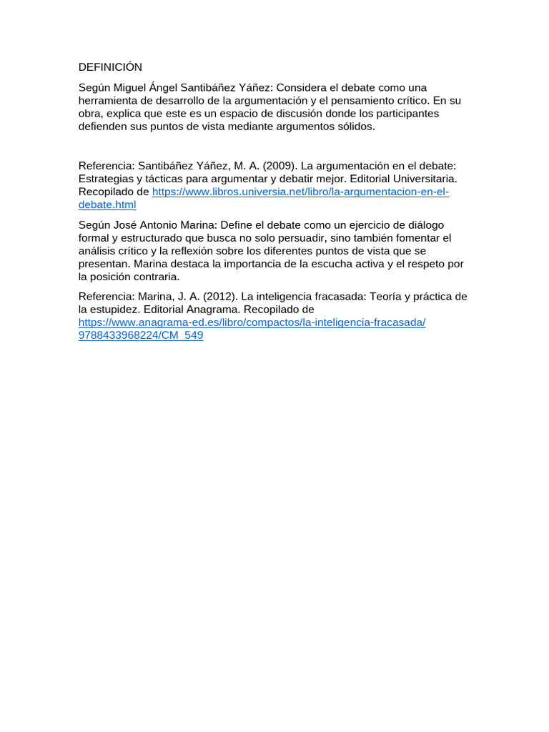 DEFINICIÓN del debate | PDF