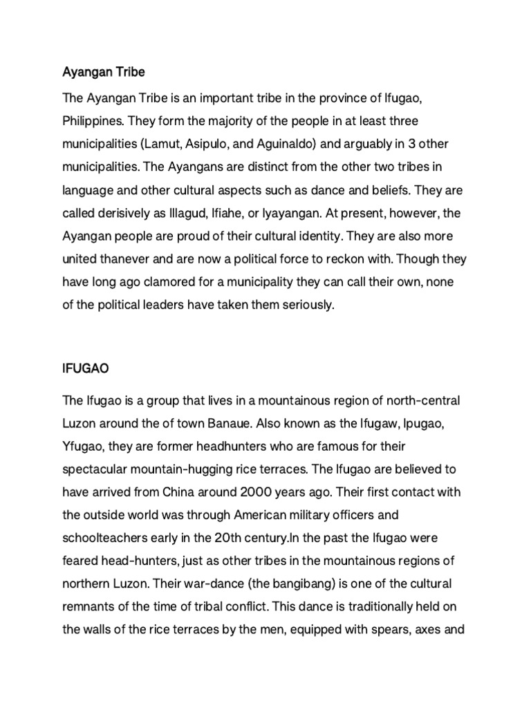 Ayangan Tribe: Culture and Identity in Ifugao | PDF | Folklore ...