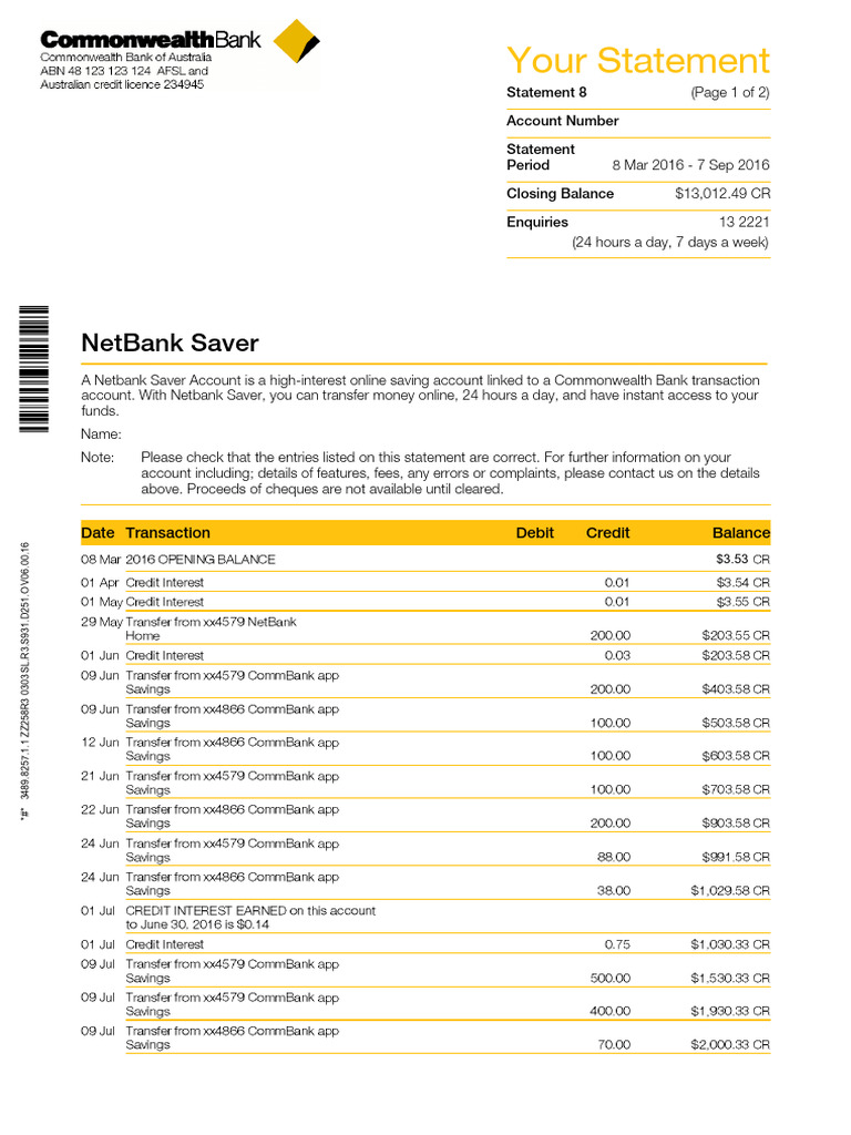 Bank Statement | PDF | Debits And Credits | Credit Card
