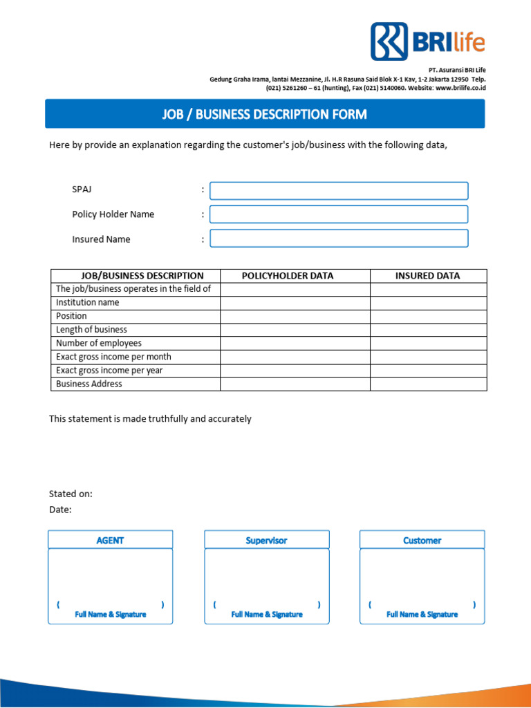 Form Job Description Form | PDF