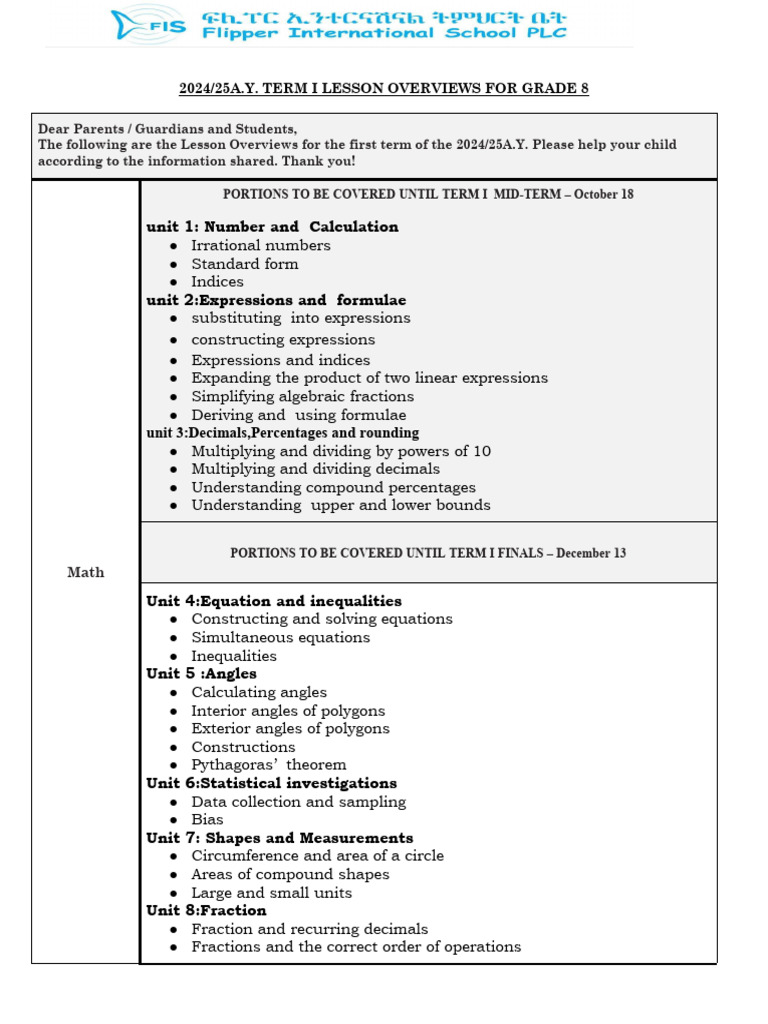 2024-25 TERM T1 G8 Lesson Overview | PDF | Databases | Chemical Reactions