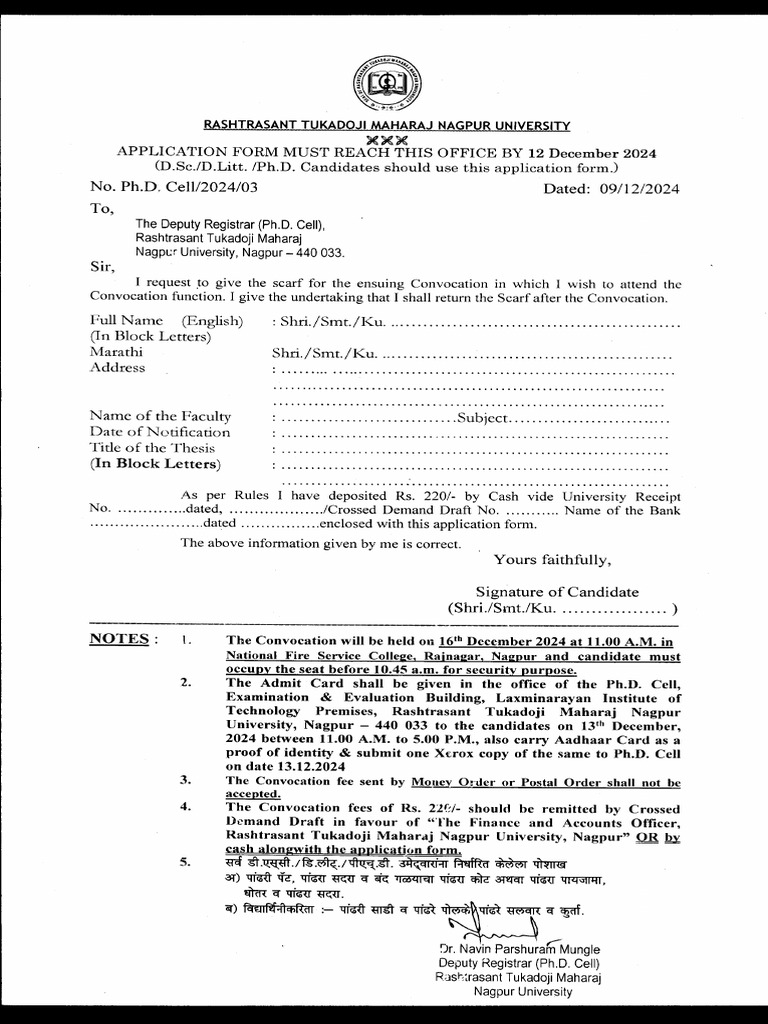 Instruction Regarding Dress Code and Fees to Attend Convocation Ceremony 112 | PDF