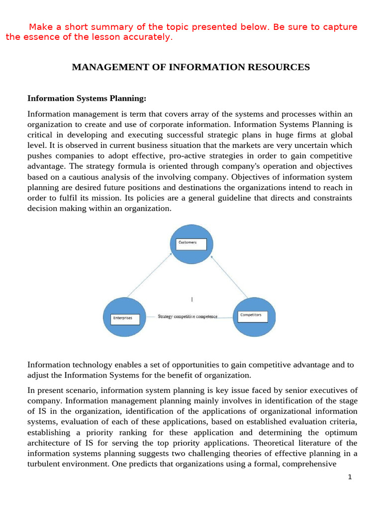 Information Systems Planning Overview | PDF | Outsourcing | Software As ...