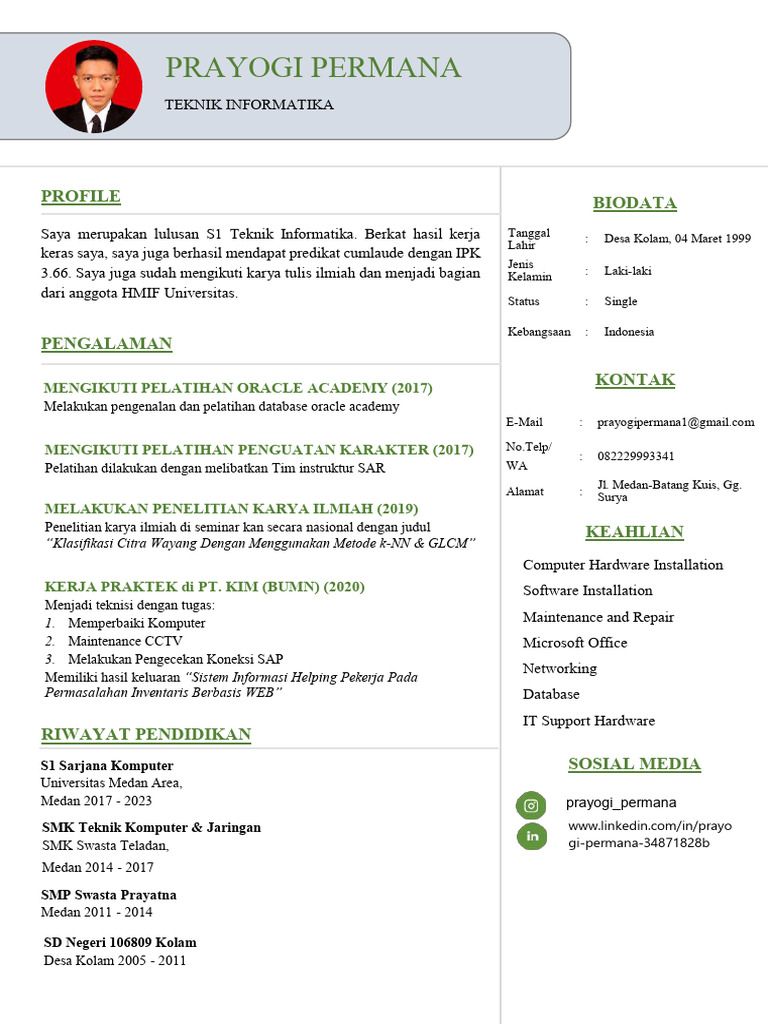 CV Prayogi Permana | PDF