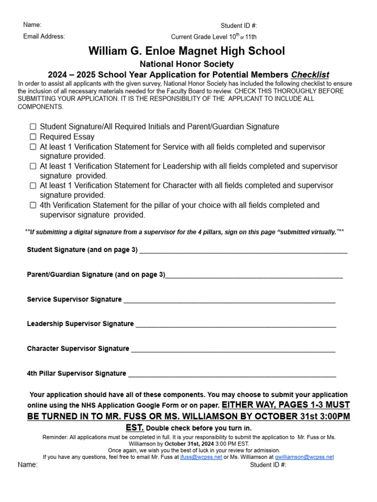 NHS Application 2024-2025 | PDF | Leadership | Disciplines