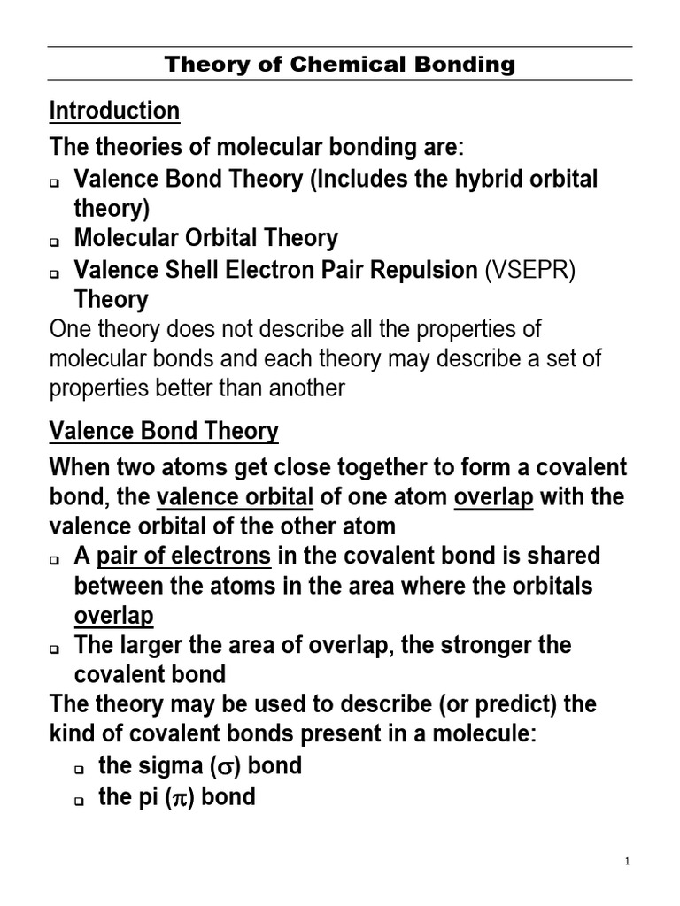 Bonding Theories | PDF | Molecular Orbital | Covalent Bond
