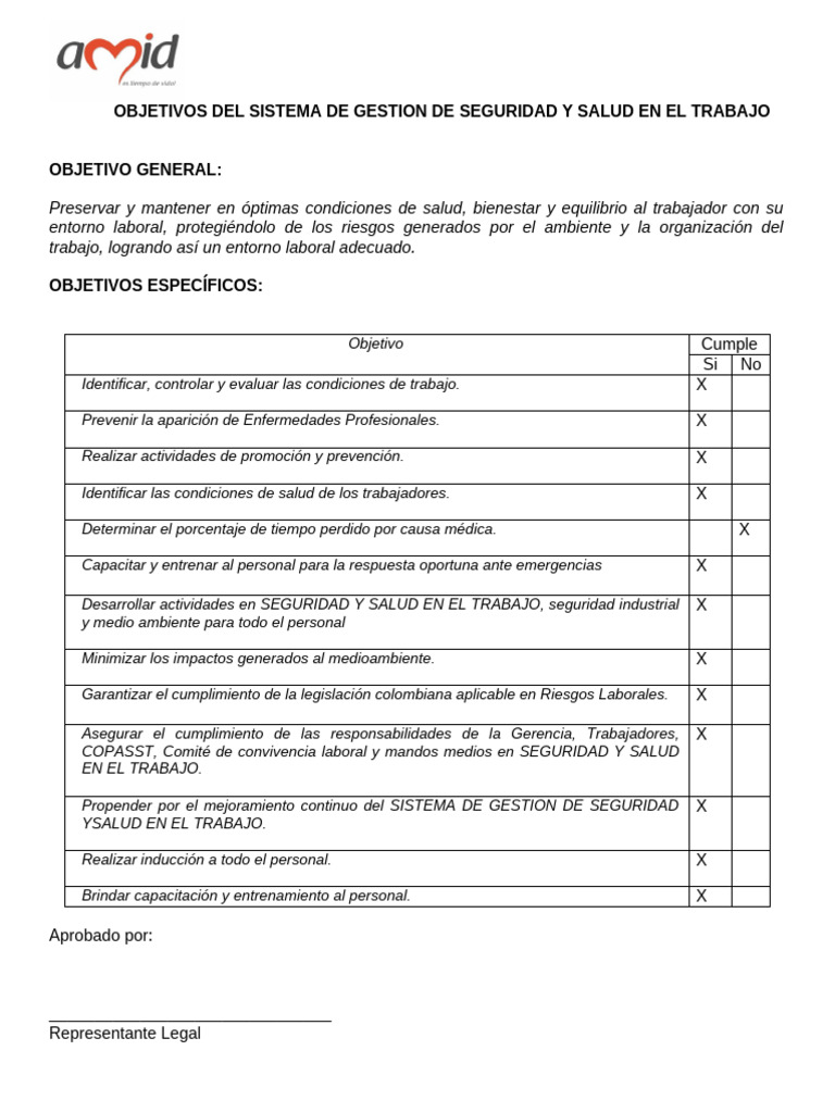 Objetivos Del Sistema de Gestion de Seguridad y Salud en El Trabajo | PDF