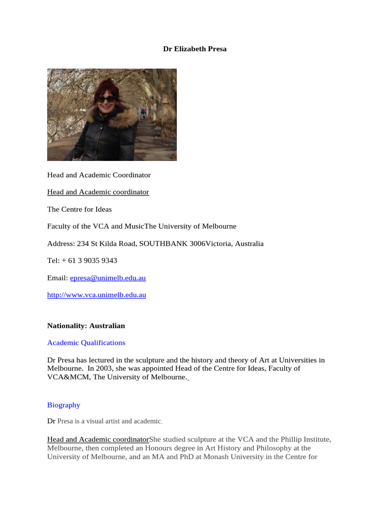 Elizabeth Presa_CV profile 2014 | PDF | Liberal Arts Education