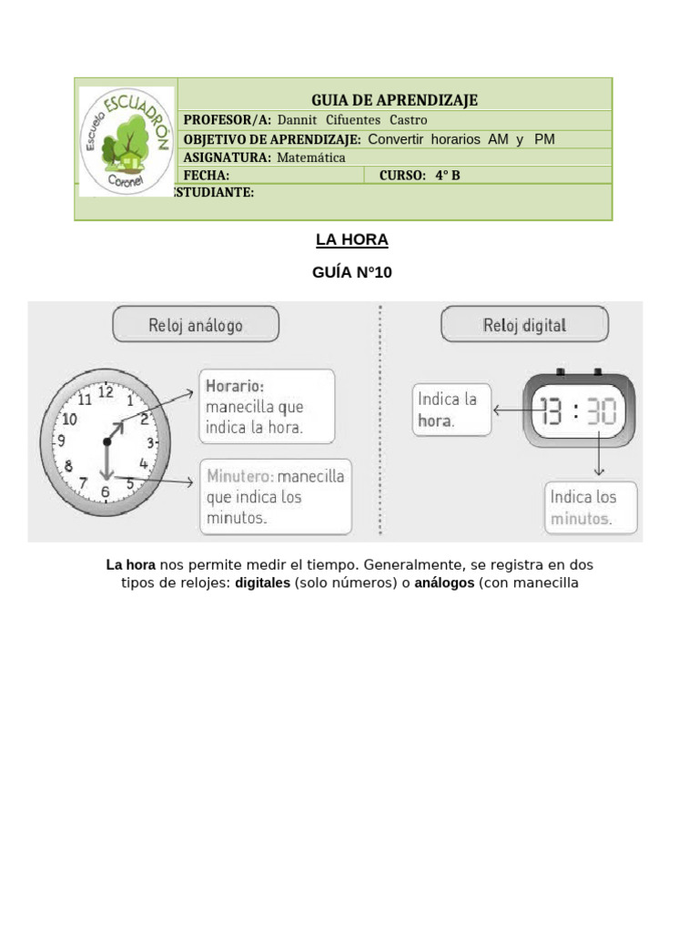 Hora AM y PM | PDF