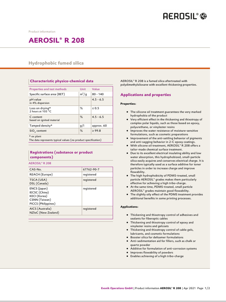 AEROSIL_R_208_EN | PDF | Silicone | Epoxy