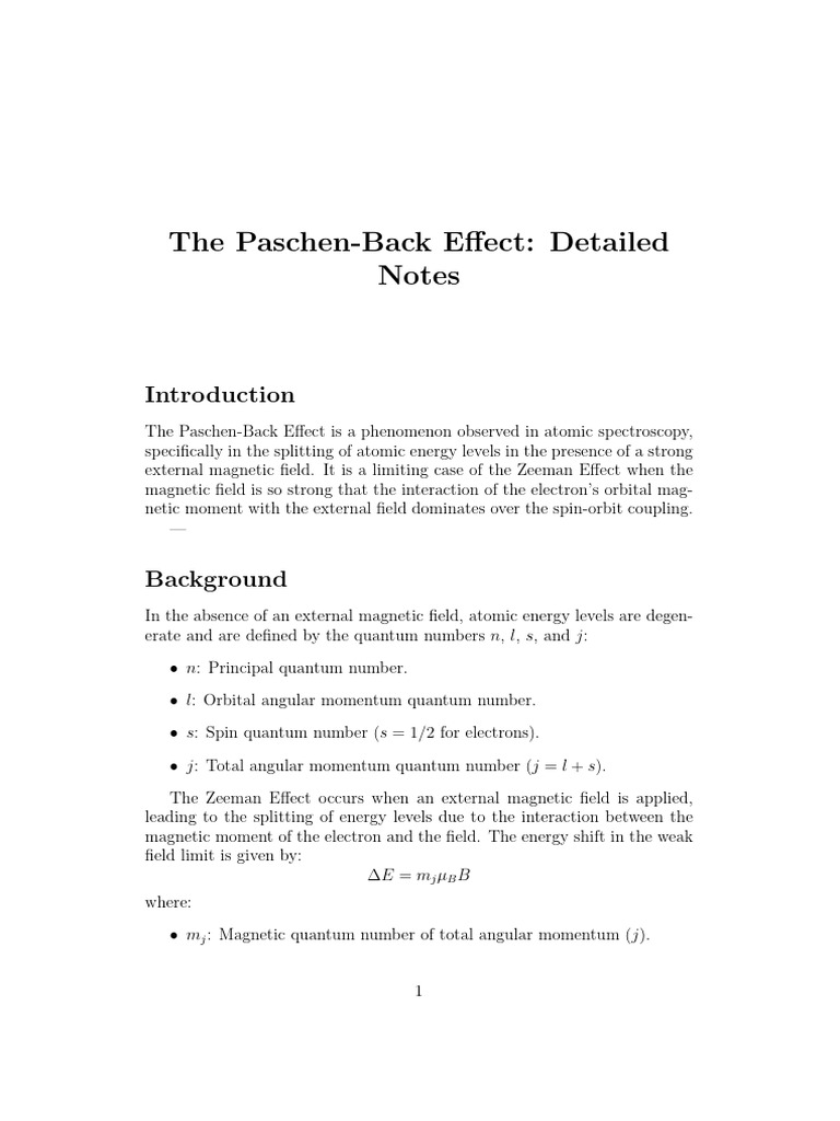 Paschen Back Effect | PDF | Chemical Physics | Metrology