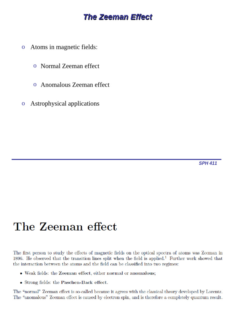 Zeman Effect | PDF | Spin (Physics) | Atomic Physics