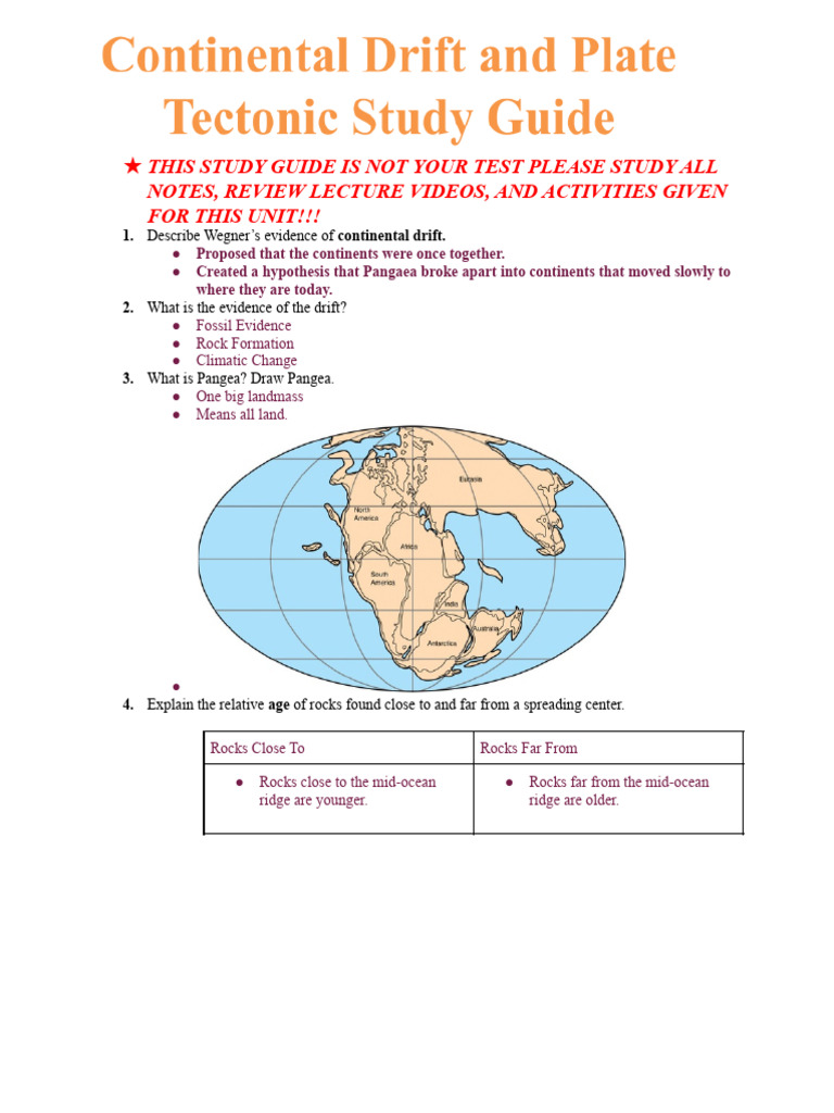 Contential+Drift+Study+Guide+Answer+Key+2022.docx | PDF | Plate ...