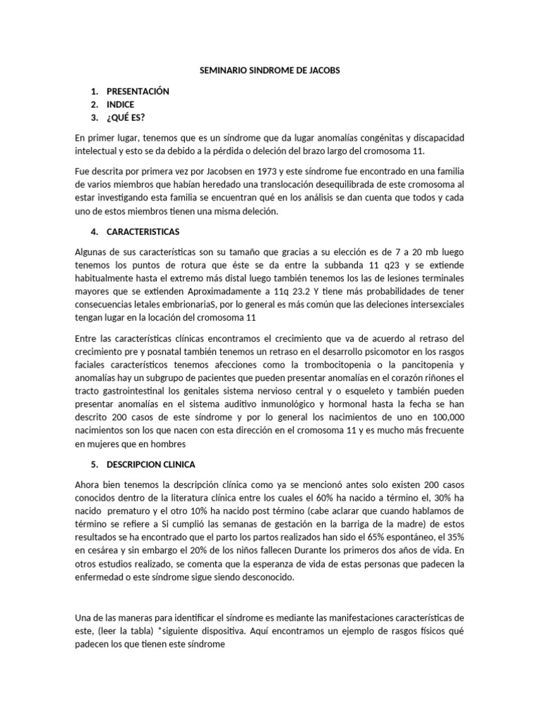 Seminario sobre el Síndrome de Jacobs | PDF | Gene | Aprendizaje