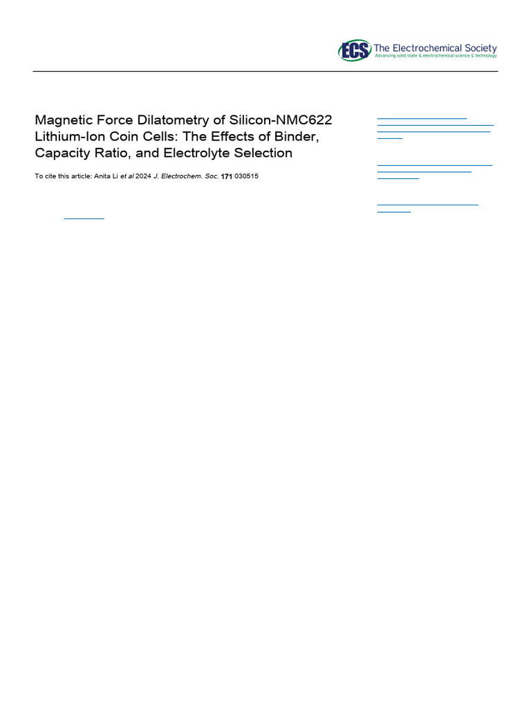 Silicon Anode Vol Expansion Measurement | PDF | Electrode | Lithium Ion ...