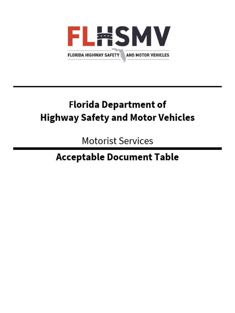 Florida DMV Acceptable Documents Guide | PDF | Identity Document ...