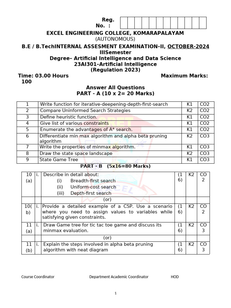 AI IAE 2 Question | PDF | Artificial Intelligence | Intelligence (AI) & Semantics