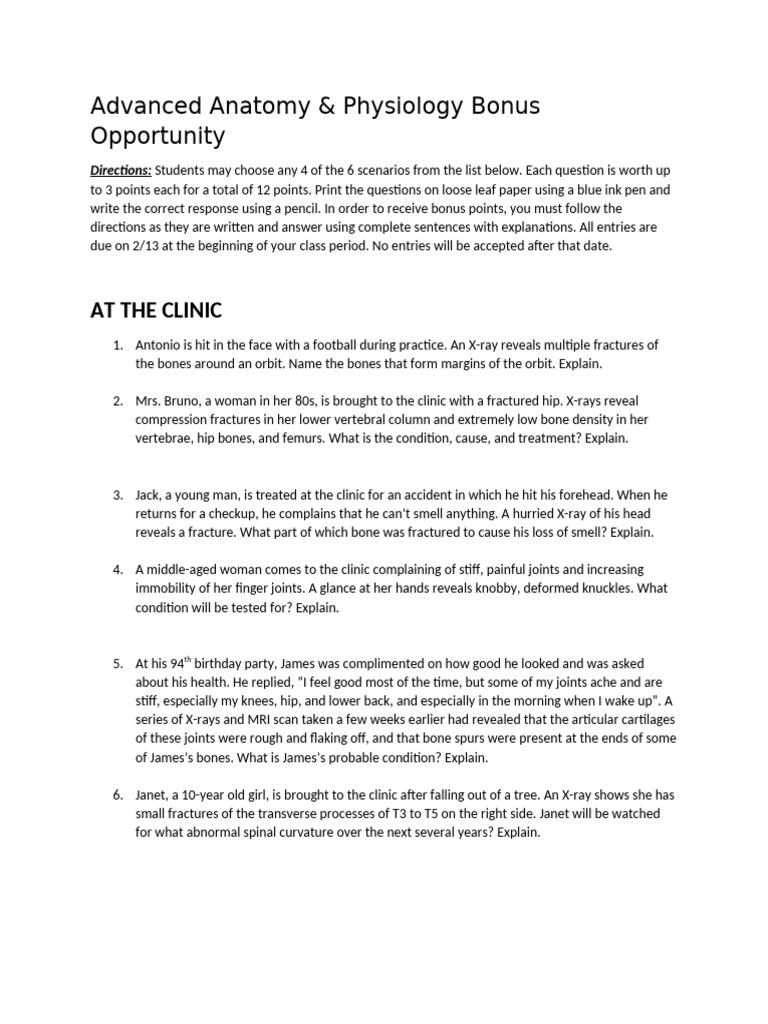 Advanced Anatomy & Physiology BONUS Unit 4 at The Clinic | PDF ...