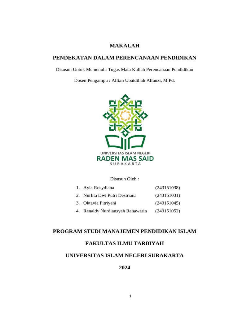 Perencanaan Pendidikan Kel 1 | PDF