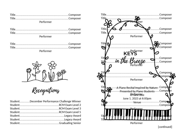 Piano Recital Program Template 6 - ColorInMyPiano | PDF | Music ...