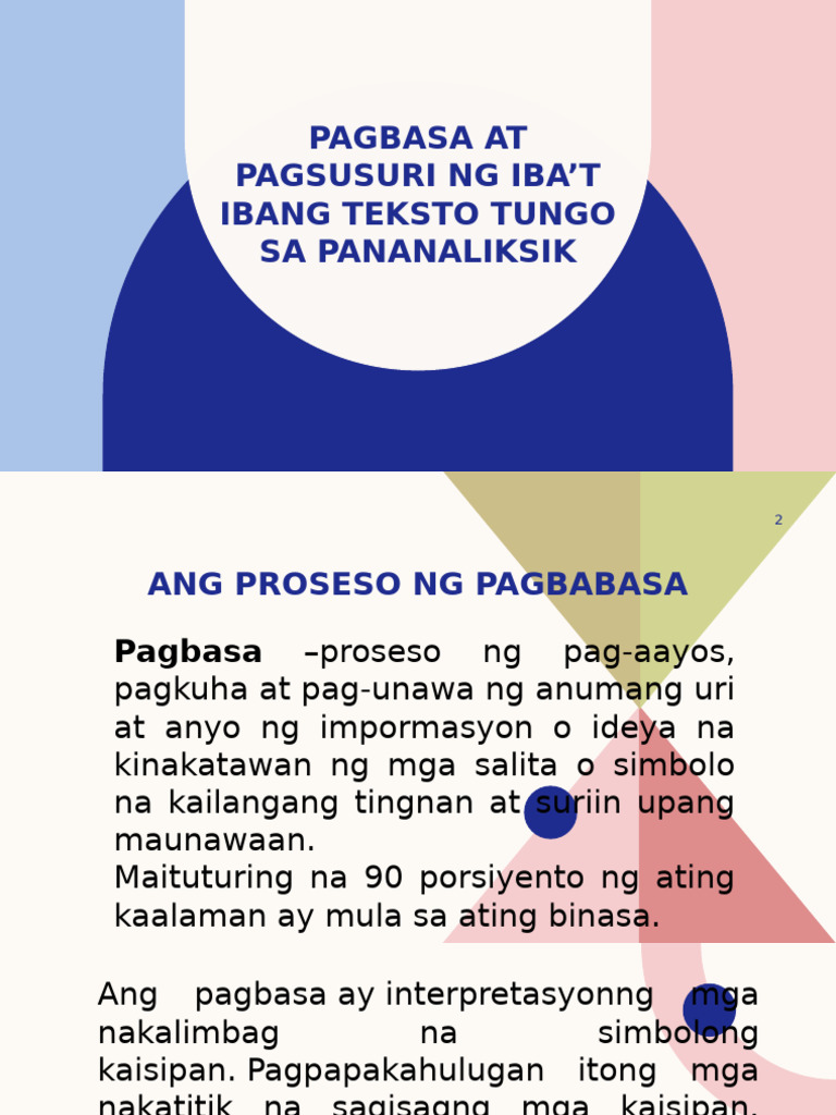 Pagbasa at Pagsusuri ng Iba’t Ibang Teksto Tungo | PDF