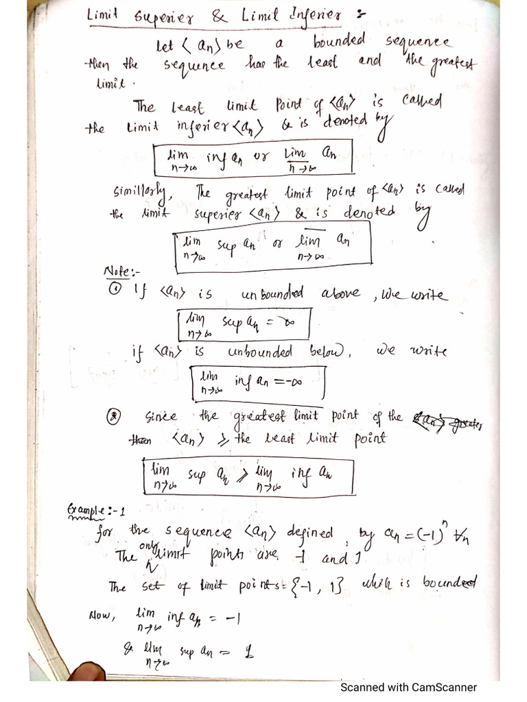 Limit Superior and Inferior | PDF