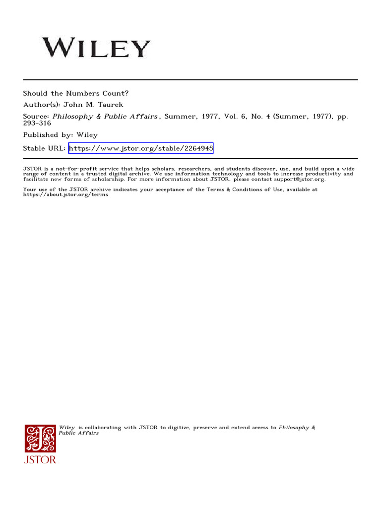 Taurek NumbersCount 1977 | PDF