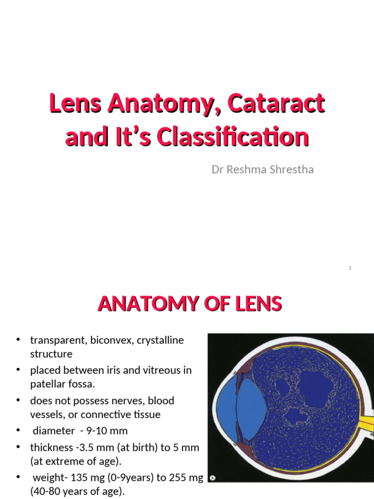 Lens Anatomy, Cataract and Its Classification | PDF | Cataract ...