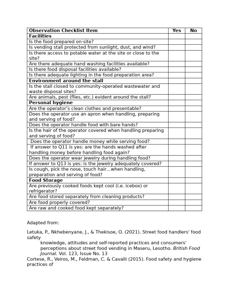 Observation Checklist | PDF