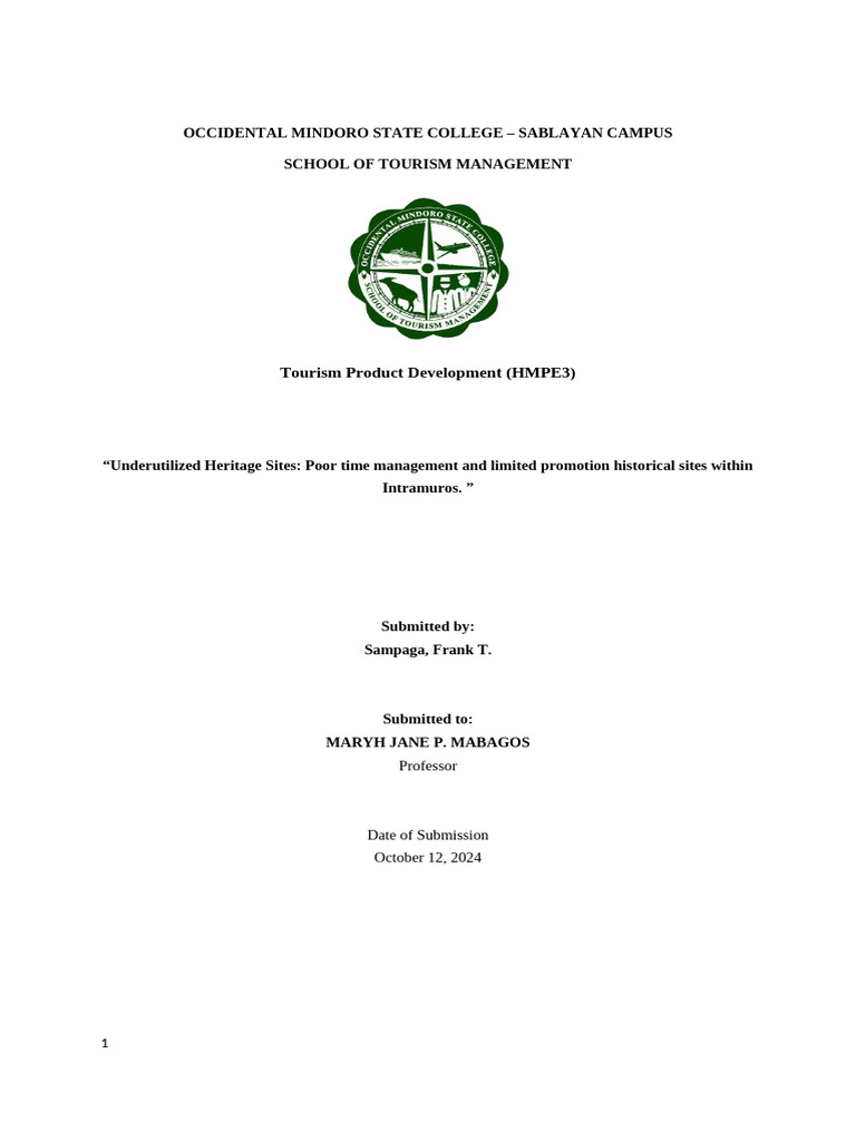 Case Study-bstm 3b-Samaga, Frank t. | PDF | Tourism | Economies