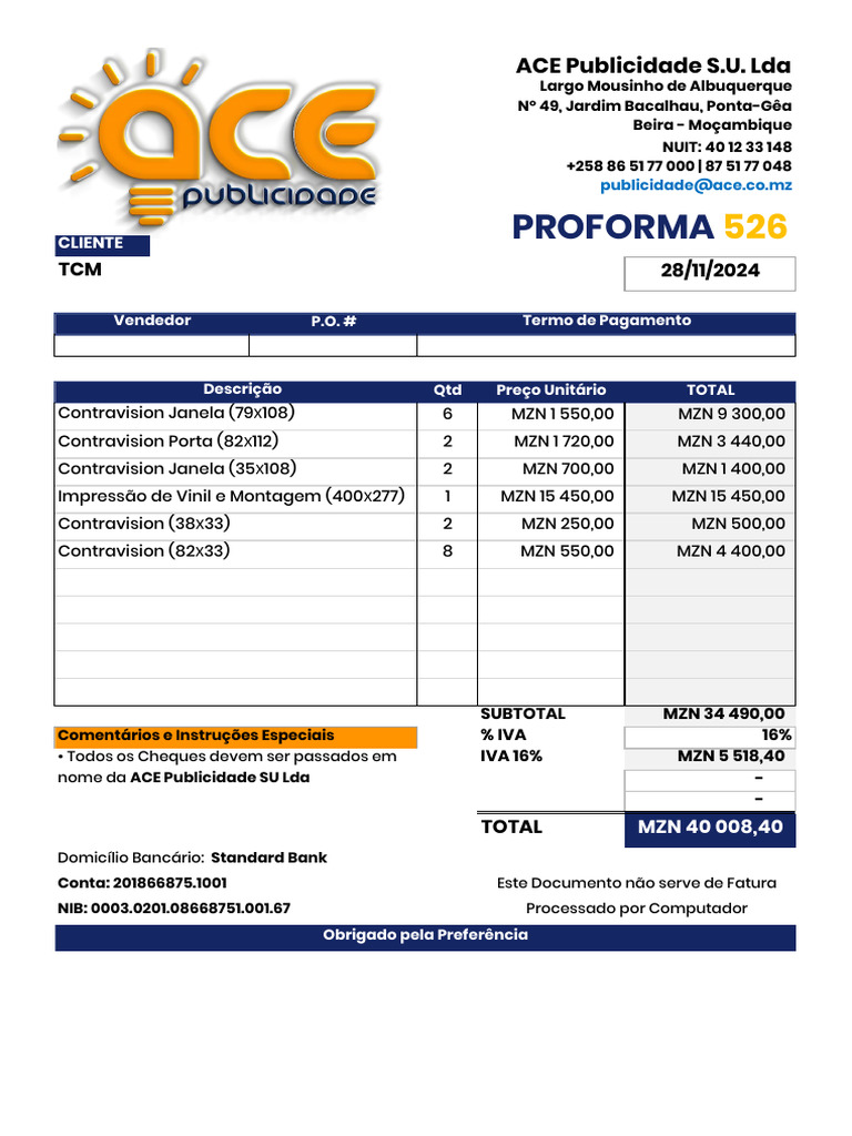 526 - Ace Pub Proforma - Tcm | PDF