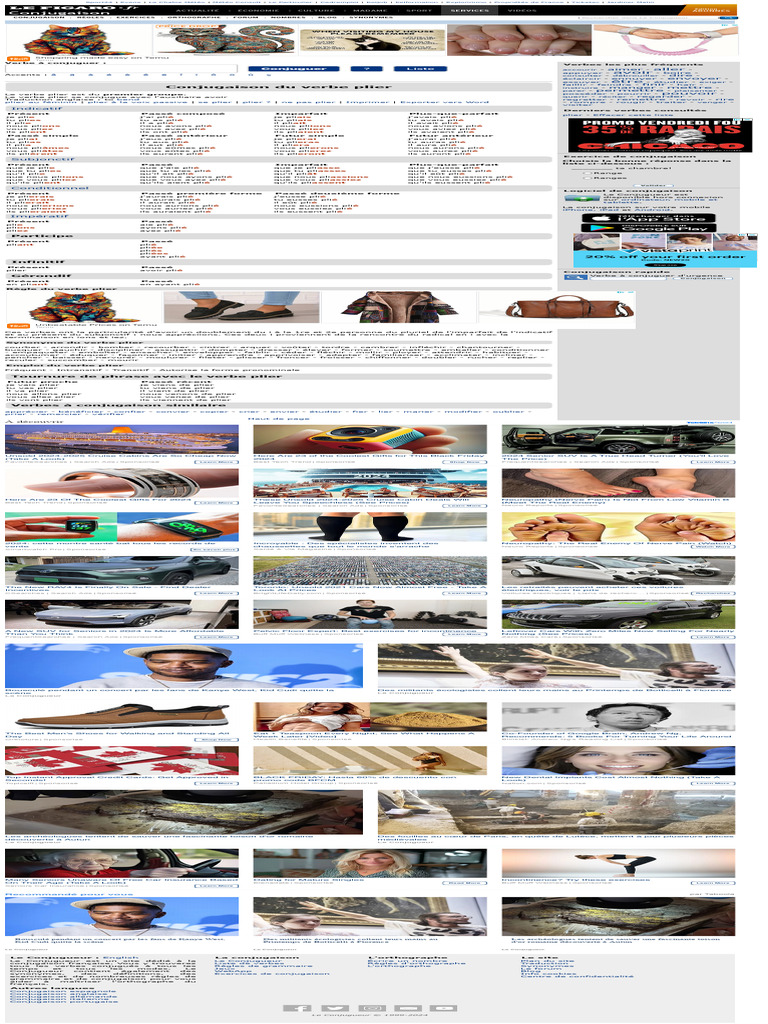 Conjugaison Complète du Verbe "Plier" | PDF | Verbe | Relations syntaxiques