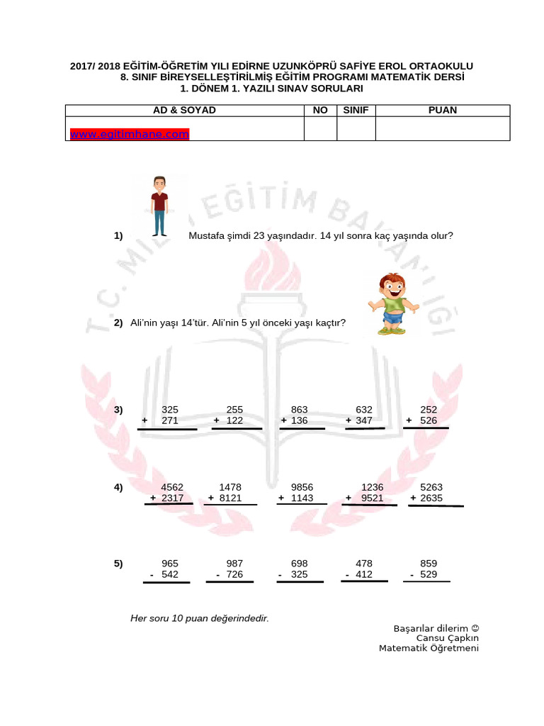 BEP 1. D Nem 1. Yaz L | PDF