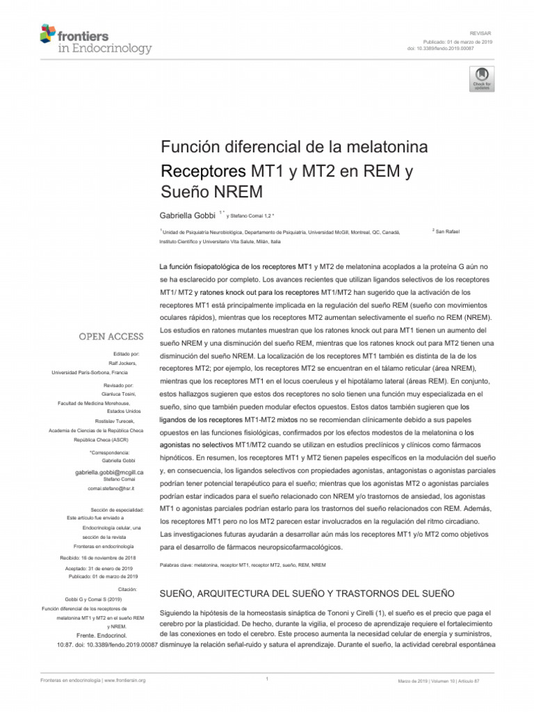 Uso de Melatonina en Sueno No Mor | PDF | Dormir | Movimiento rápido ...