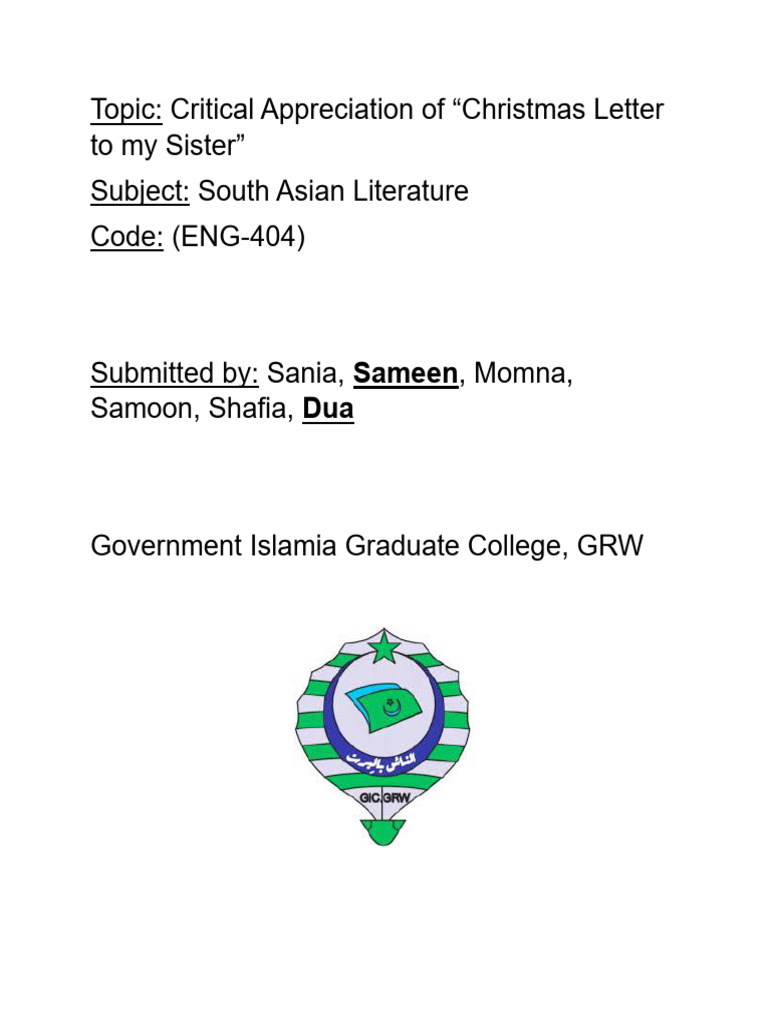 Critical Appreciation | PDF | Poetry | Christmas