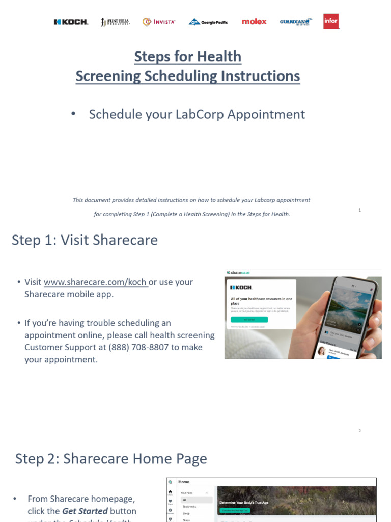 Labcorp Screening Scheduling Instructions | PDF | Computing