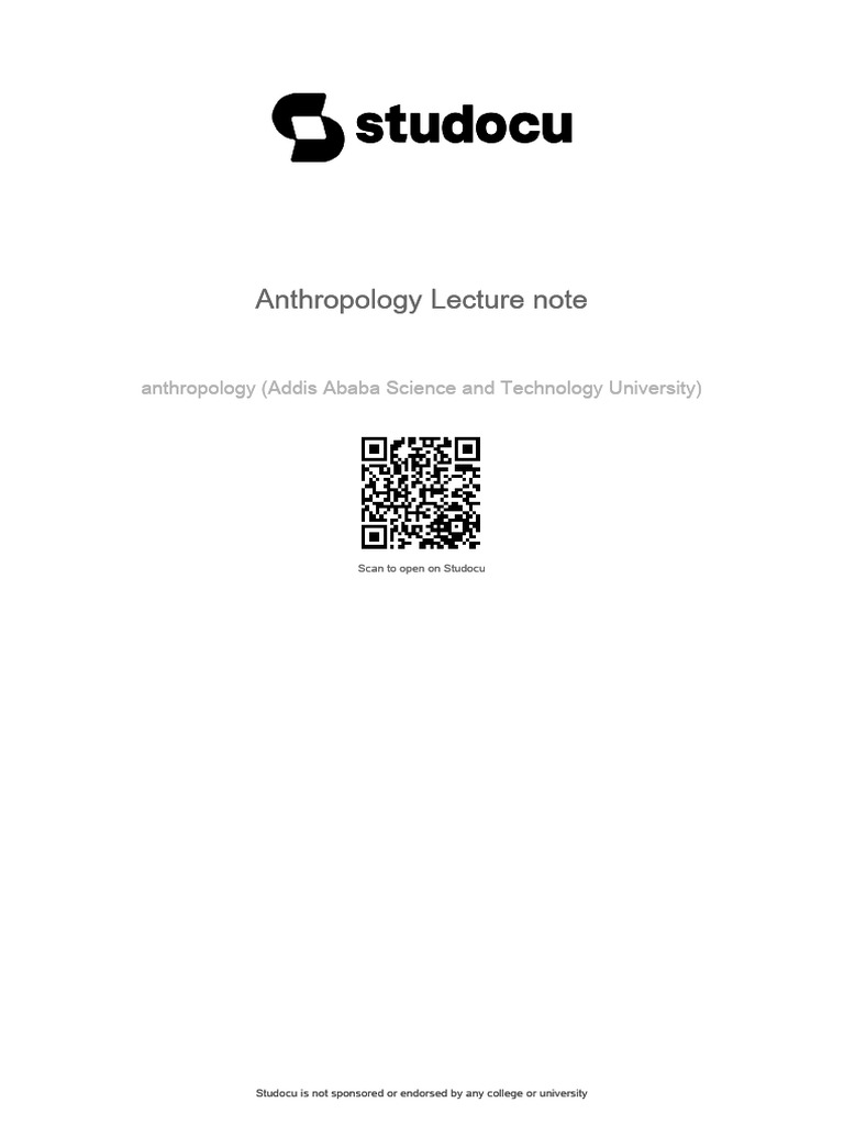 Anthropology Lecture Note | PDF | Anthropology | Field Research