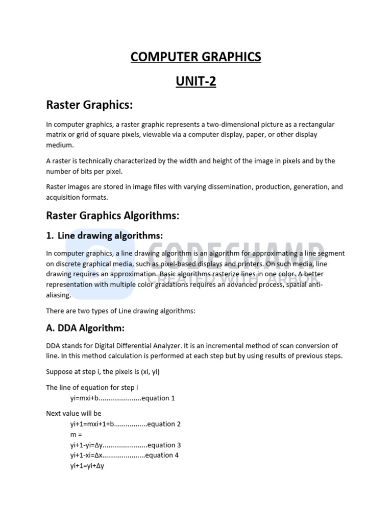 CG UNIT 2 | PDF | Rounding | Graphics
