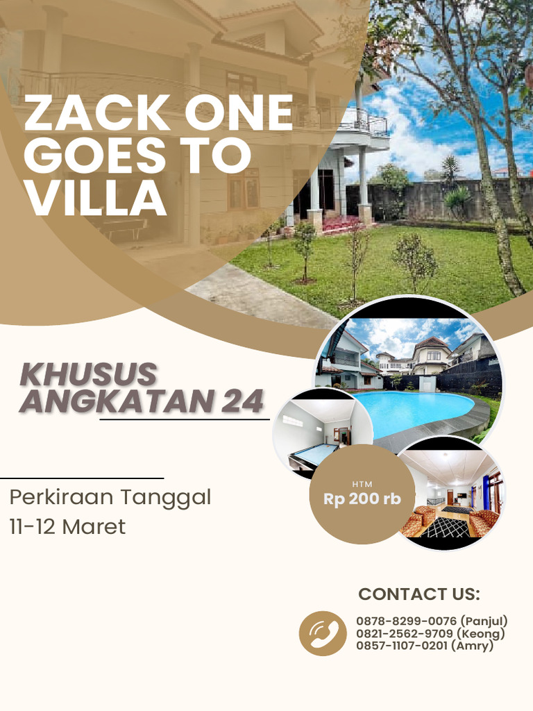 Zack One Goes To Villa: Perkiraan Tanggal 11-12 Maret | PDF