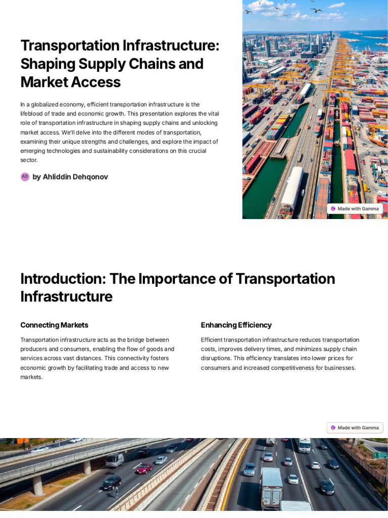 Transportation Infrastructure Shaping Supply Chains and Market Access ...