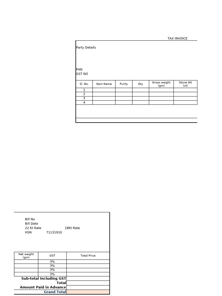 Jewellery Bill Book Format 5 | PDF