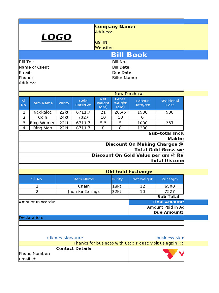 Jewellery Bill Format Template | PDF | Currency | Foreign Exchange Market