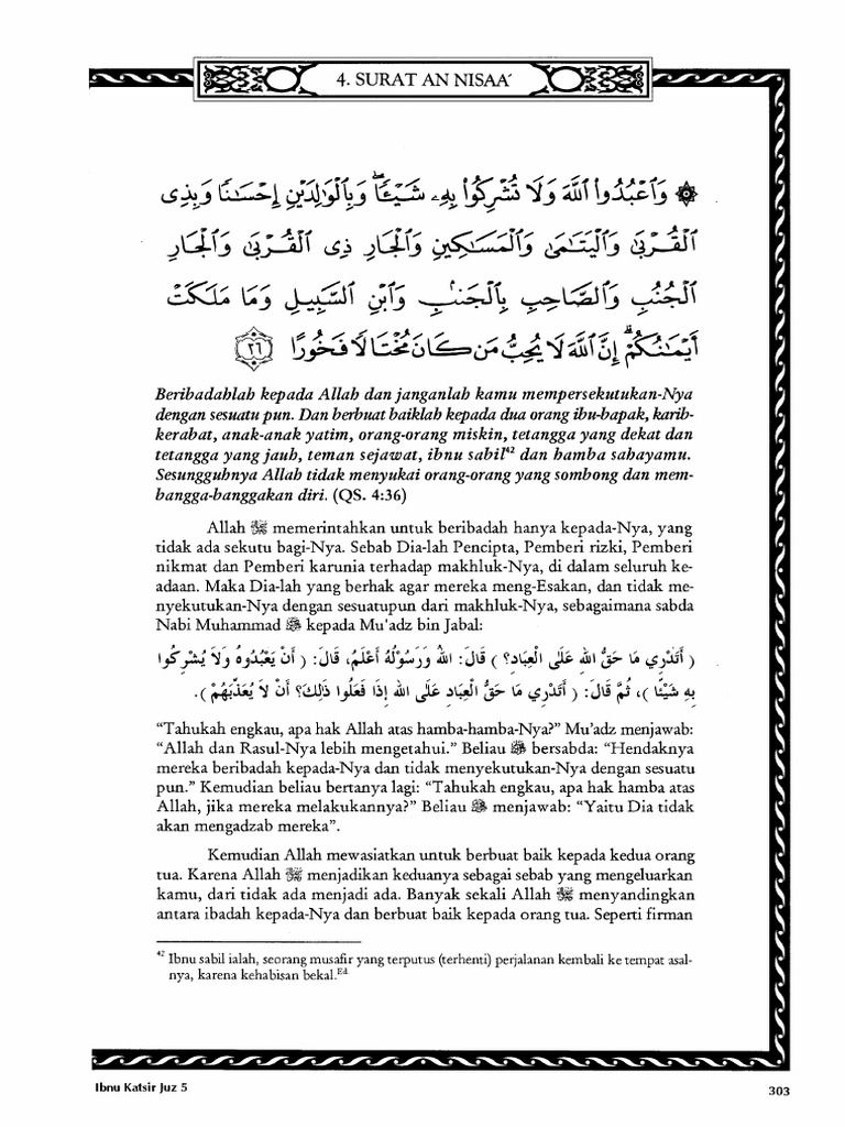 Surah An-Nisa' Ayat 36 Tafsir Ibnu Katsir | PDF