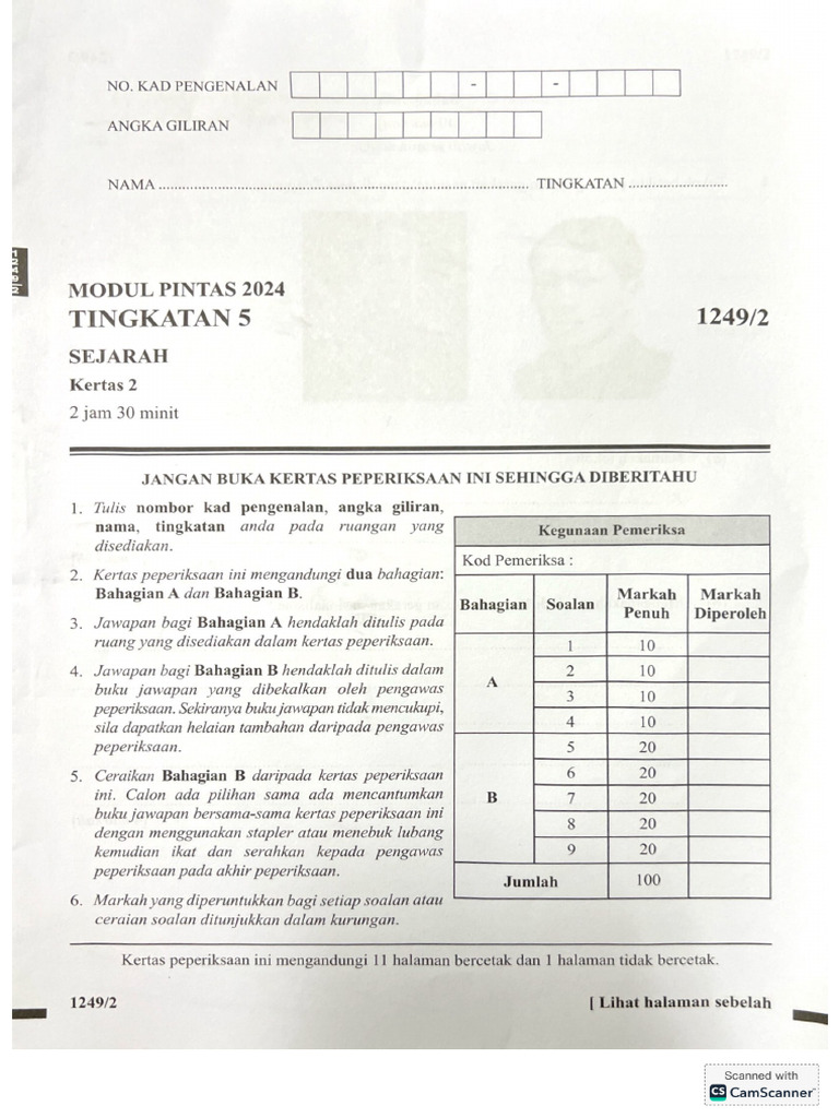Trial K2 Sejarah SPM 2024 - Selangor SET 1 | PDF