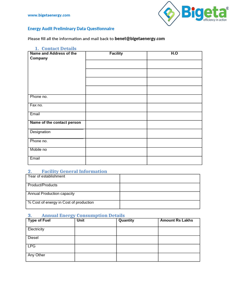 Energy Audit Data Collection Form | PDF | Audit | Water Heating