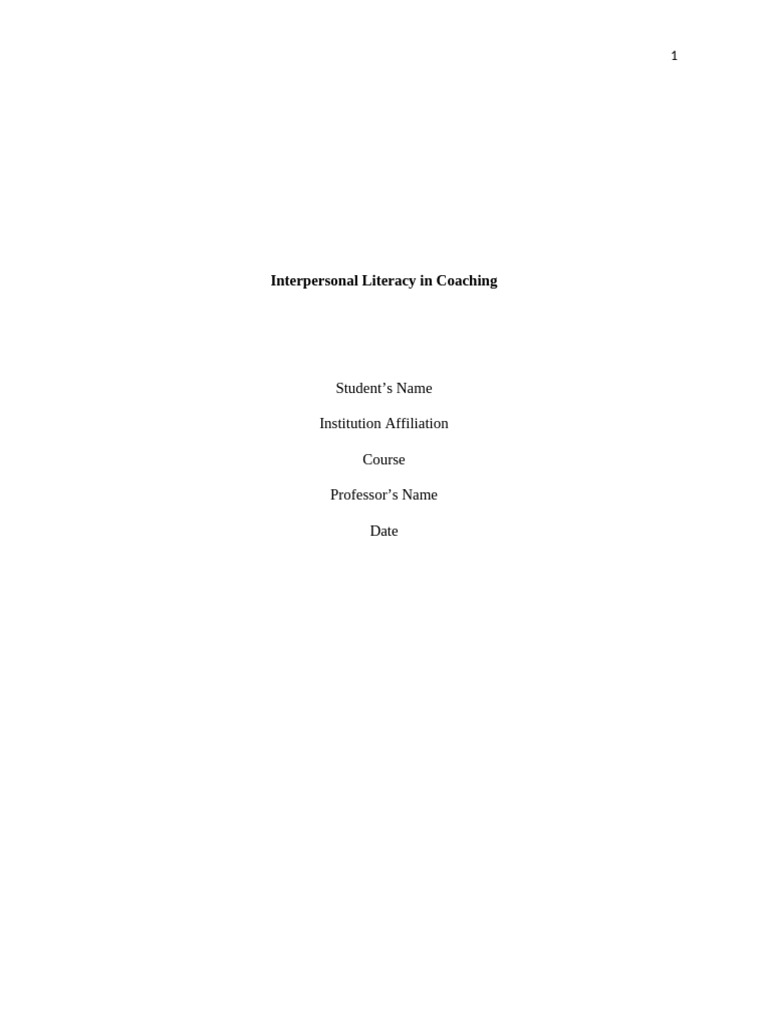 Interpersonal Literacy in Coaching | PDF | Leadership | Methodology