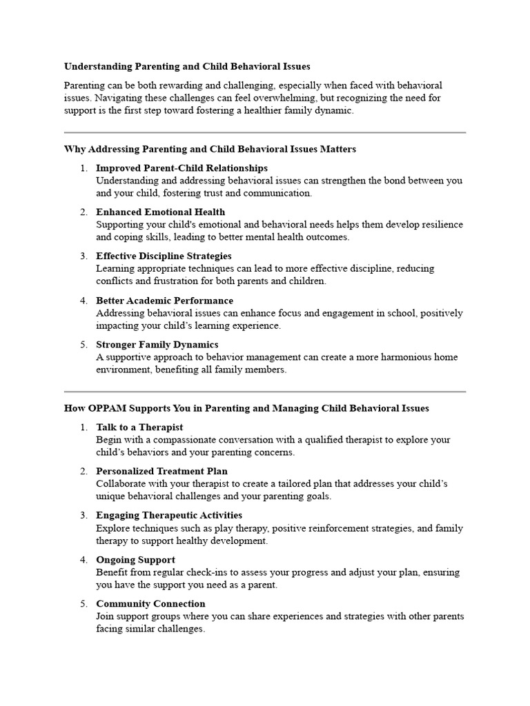 Parenting and Child Behavioral Issues | PDF | Parenting | Disciplines