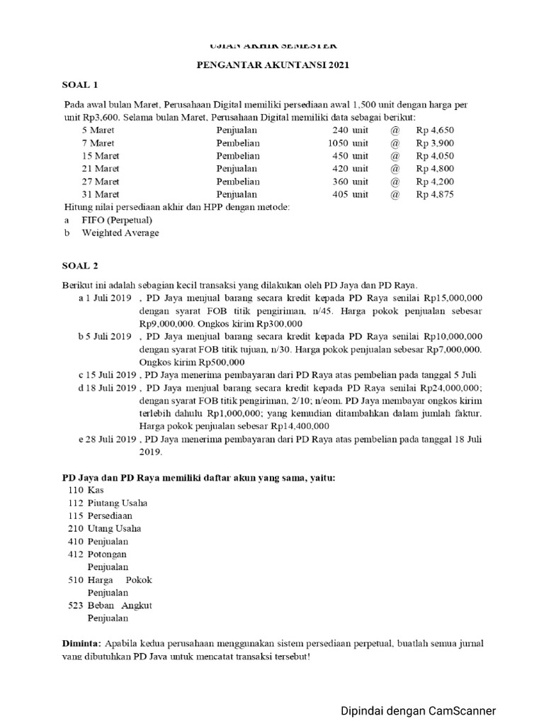 Soal UAS Pengantar Akuntansi | PDF